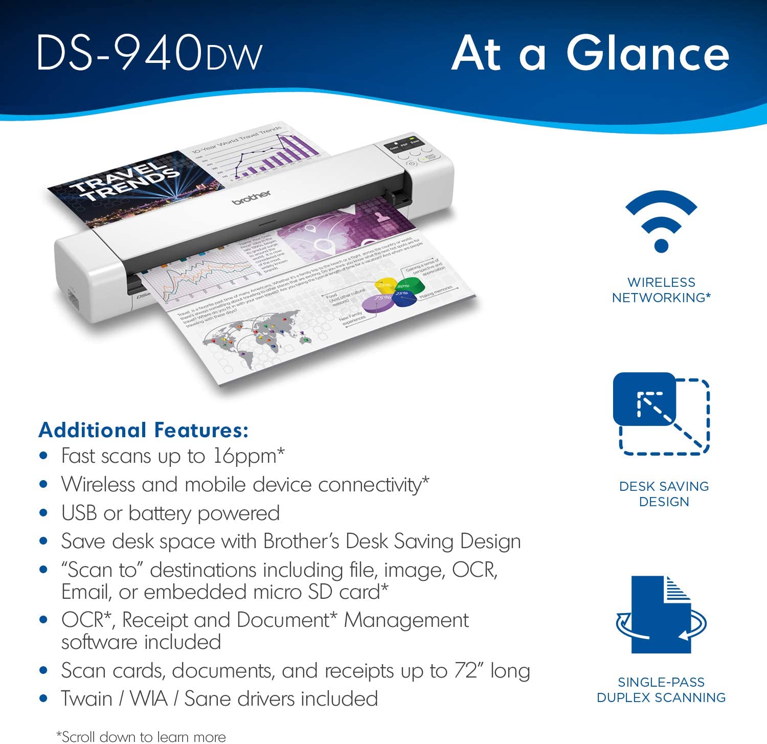 Scanner Brother DS-940DW, Duplex, Wireless, Mobile – Mi Suplidor PR